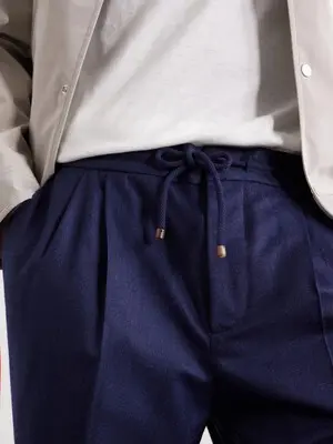 Brunello Cucinelli Tapered Pleated Virgin Wool-flannel Drawstring Trousers