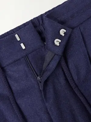 Brunello Cucinelli Tapered Pleated Virgin Wool-flannel Drawstring Trousers