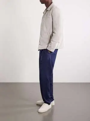 Brunello Cucinelli Tapered Pleated Virgin Wool-flannel Drawstring Trousers