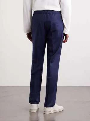 Brunello Cucinelli Tapered Pleated Virgin Wool-flannel Drawstring Trousers