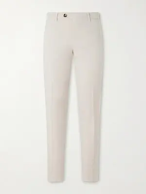Brunello Cucinelli Straight-leg Stretch-cotton Twill Trousers - Neutrals