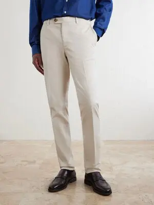 Brunello Cucinelli Straight-leg Stretch-cotton Twill Trousers