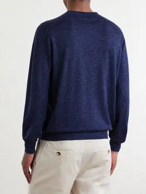 Brunello Cucinelli Cashmere, Silk And Linen-blend Crew Neck Sweater