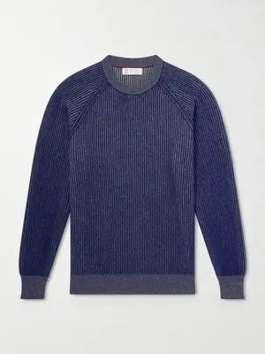 Brunello Cucinelli Ribbed Cashmere Sweater - Blue