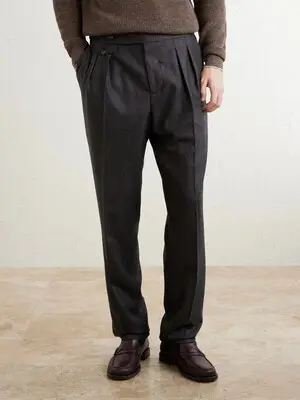 Brunello Cucinelli Pleated Wool Trousers - Gray