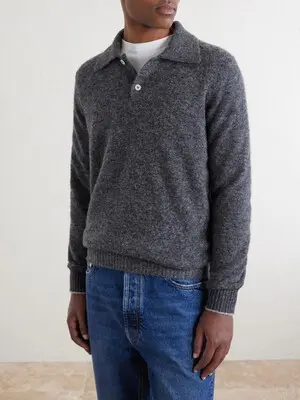 Brunello Cucinelli Brushed Alpaca-blend Polo Sweater