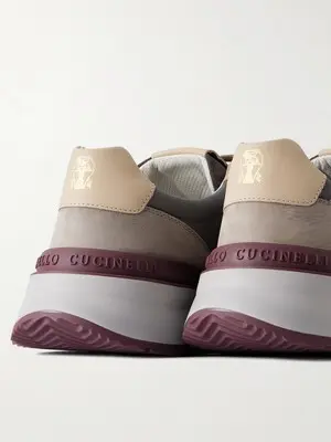Brunello Cucinelli Paneled Suede And Leather Low Top Sneakers