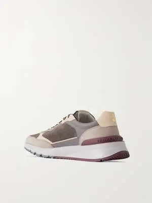 Brunello Cucinelli Paneled Suede And Leather Low Top Sneakers