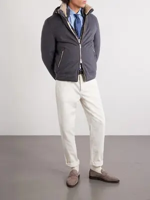 Brunello Cucinelli Shearling-trimmed Wool Down Hooded Jacket