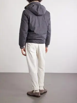 Brunello Cucinelli Shearling-trimmed Wool Down Hooded Jacket