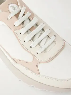 Brunello Cucinelli Paneled Suede And Leather Sneakers