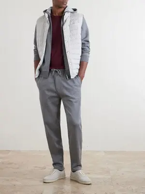Brunello Cucinelli Tapered Cotton, Cashmere And Silk-blend Jersey Sweatpants