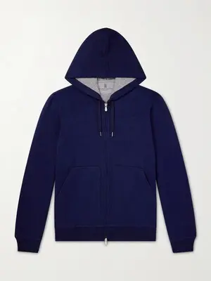 Brunello Cucinelli Cotton-blend Zip-up Hoodie - Blue