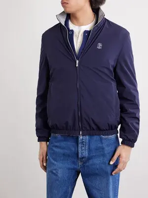Brunello Cucinelli Logo-embroidered Shell Blouson Jacket
