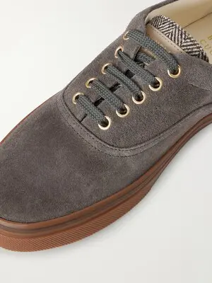 Brunello Cucinelli Suede Lace-up Sneakers - Gray