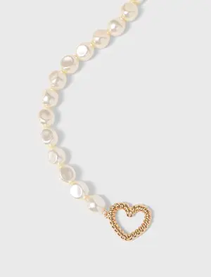 Maje Pearl Choker Necklace With Twisted Heart Clasp