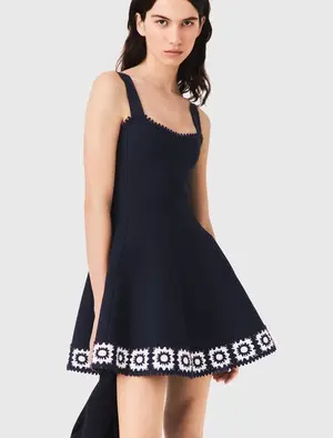 Maje Skater Dress With Crochet Hem