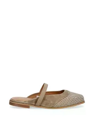 Inuikii Beige Leather Mules With Crochet Knit Panels - Neutrals