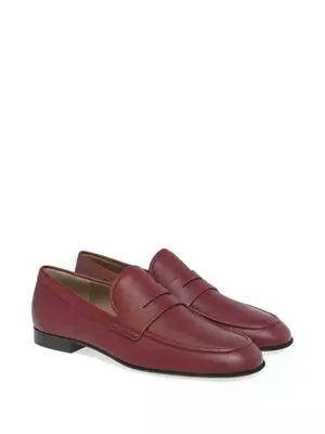 GIANVITO ROSSI Burgundy Leather Loafers - Red