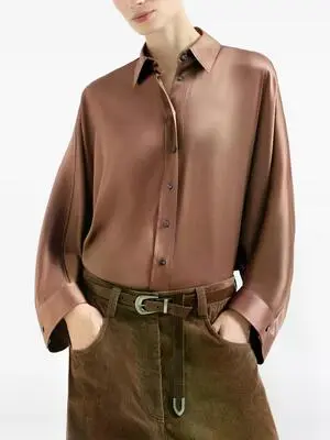 Brunello Cucinelli Stretch Silk Satin Shirt With Monili Detail