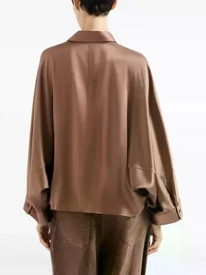 Brunello Cucinelli Stretch Silk Satin Shirt With Monili Detail