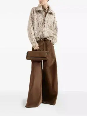 Brunello Cucinelli Mohair & Wool Lynx Jacquard Zip-up Cardigan - Neutrals