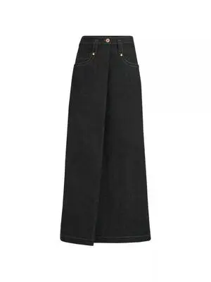 Brunello Cucinelli No-fade Denim Five-pocket Skirt With Monili Embellishment - Black