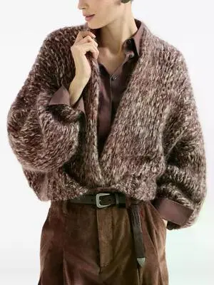 Brunello Cucinelli Malfilé Mohair Shawl Collar Cardigan - Brown