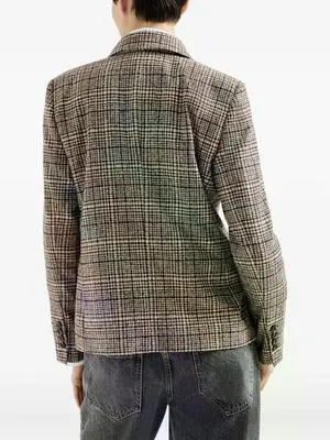 Brunello Cucinelli Prince Of Wales Alpaca And Wool Blazer With Monili - Brown