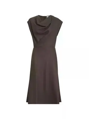 Brunello Cucinelli Virgin Wool Diagonal Flannel Wrap-effect Dress With Monili