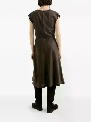 Brunello Cucinelli Virgin Wool Diagonal Flannel Wrap-effect Dress With Monili