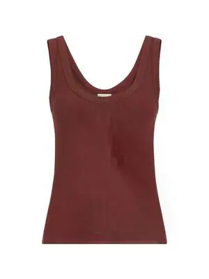 Brunello Cucinelli Ribbed Stretch Cotton Off-the-shoulder Top With Monili Detail