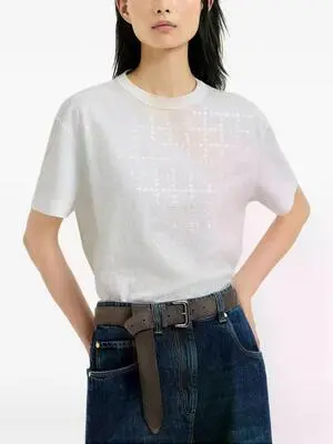 Brunello Cucinelli Embellished Cotton Jersey T-shirt - White