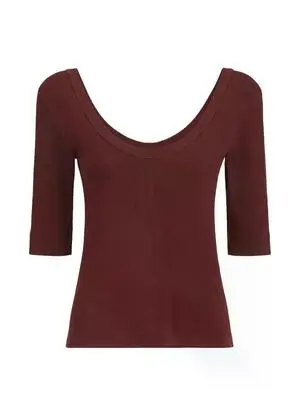 Brunello Cucinelli Stretch Cotton Ribbed Jersey T-shirt With Monili - Red