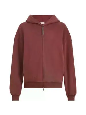 Brunello Cucinelli Cotton Smooth French Terry Full Zip Hoodie - Red