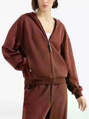 Brunello Cucinelli Cotton Smooth French Terry Full Zip Hoodie - Red