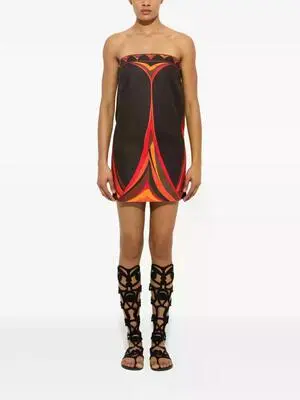 Emilio Pucci Fari Print Cotton And Linen Off-the-shoulder Dress - Black