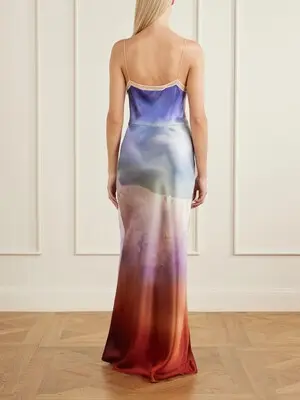 Gabriela Hearst Adolphine Printed Lace-trimmed Silk-satin Maxi Dress