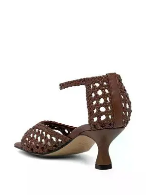 SOULIERS MARTINEZ Veronica Woven Leather Sandals - Brown