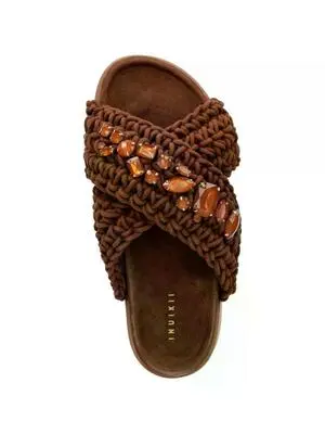 Inuikii Woven Crystal-embellished Platform Sandals