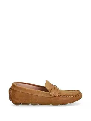 POLLINI Logo Plaque Suede Loafers