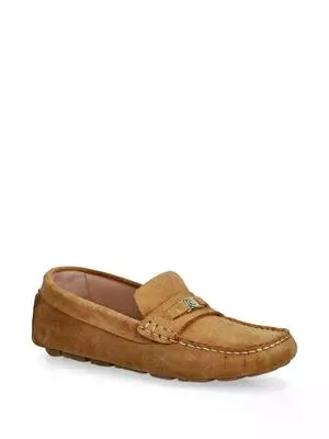 POLLINI Logo Plaque Suede Loafers