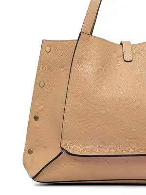 POLLINI Stud-embellished Pebbled Leather Tote Bag - Neutrals