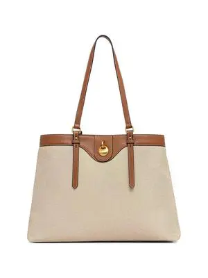 POLLINI Logo Plaque Canvas Tote Bag