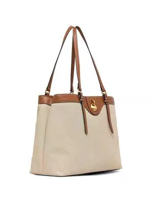 POLLINI Logo Plaque Canvas Tote Bag