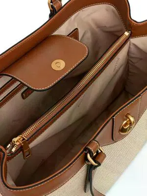 POLLINI Logo Plaque Canvas Tote Bag
