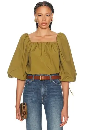 Saint Laurent Cropped Blouse In Green - Mousse