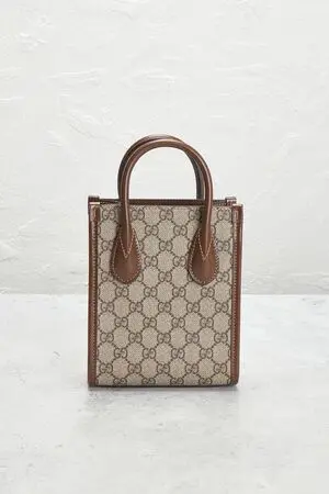Gucci Mini Tote Bag With Interlocking G Detail - Brown