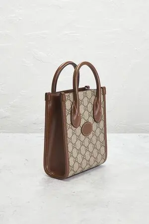 Gucci Mini Tote Bag With Interlocking G Detail - Brown