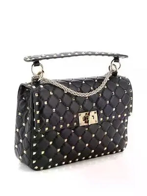 Valentino Garavani Rockstud Spike Flap Bag Quilted Leather Medium Crossbody Bag - Black